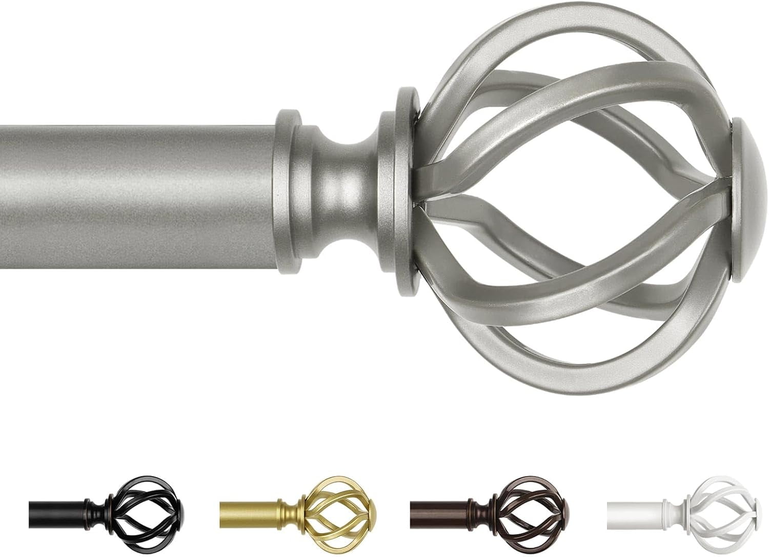 Antique Silver Curtain Rod 32 to 58 Inches (2.6 to 4.8 ft), USFOOK 7/8 ...