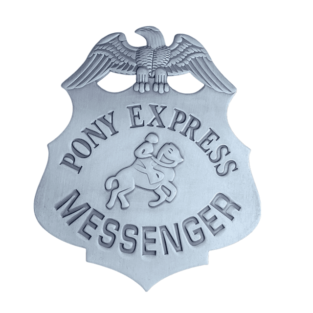 Antique Silver Finish Western Pony Express Messenger Badge Lapel Pin by ...