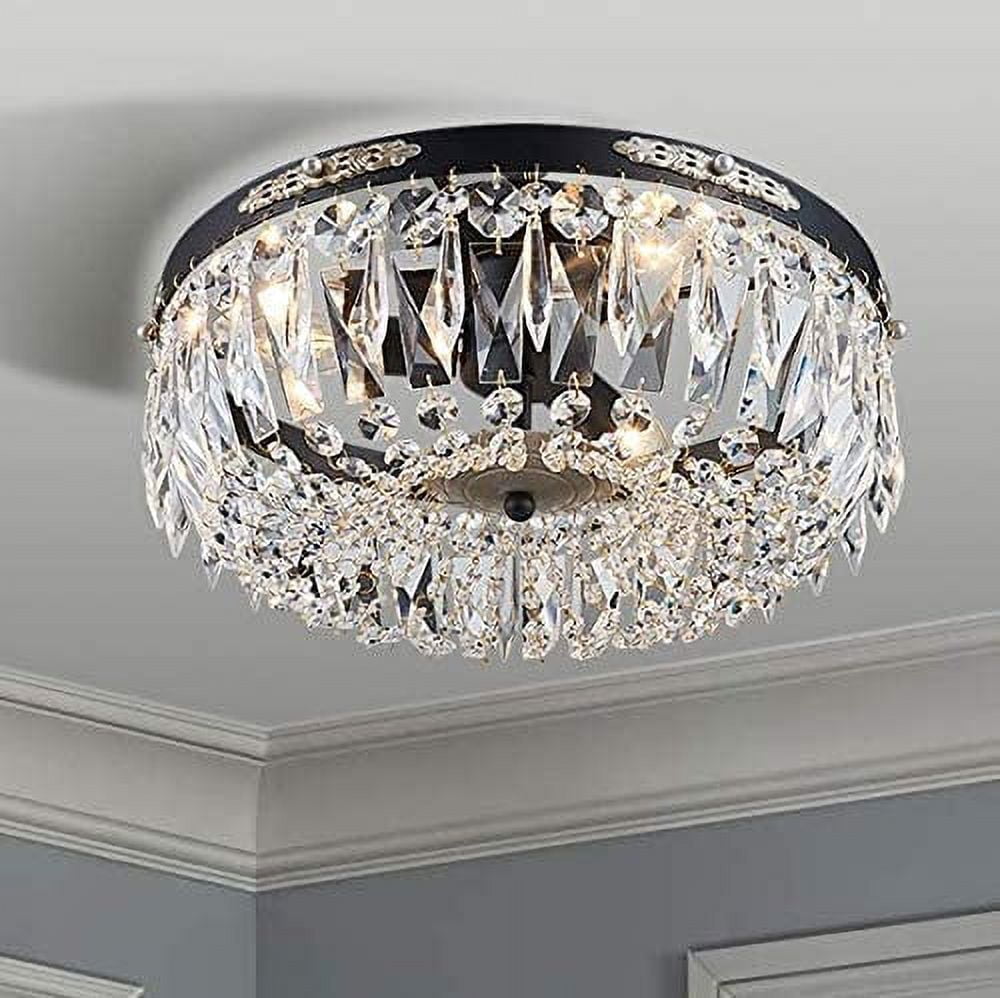 Antique Silver French Empire Crystal Semi Flush Mount Chandelier ...