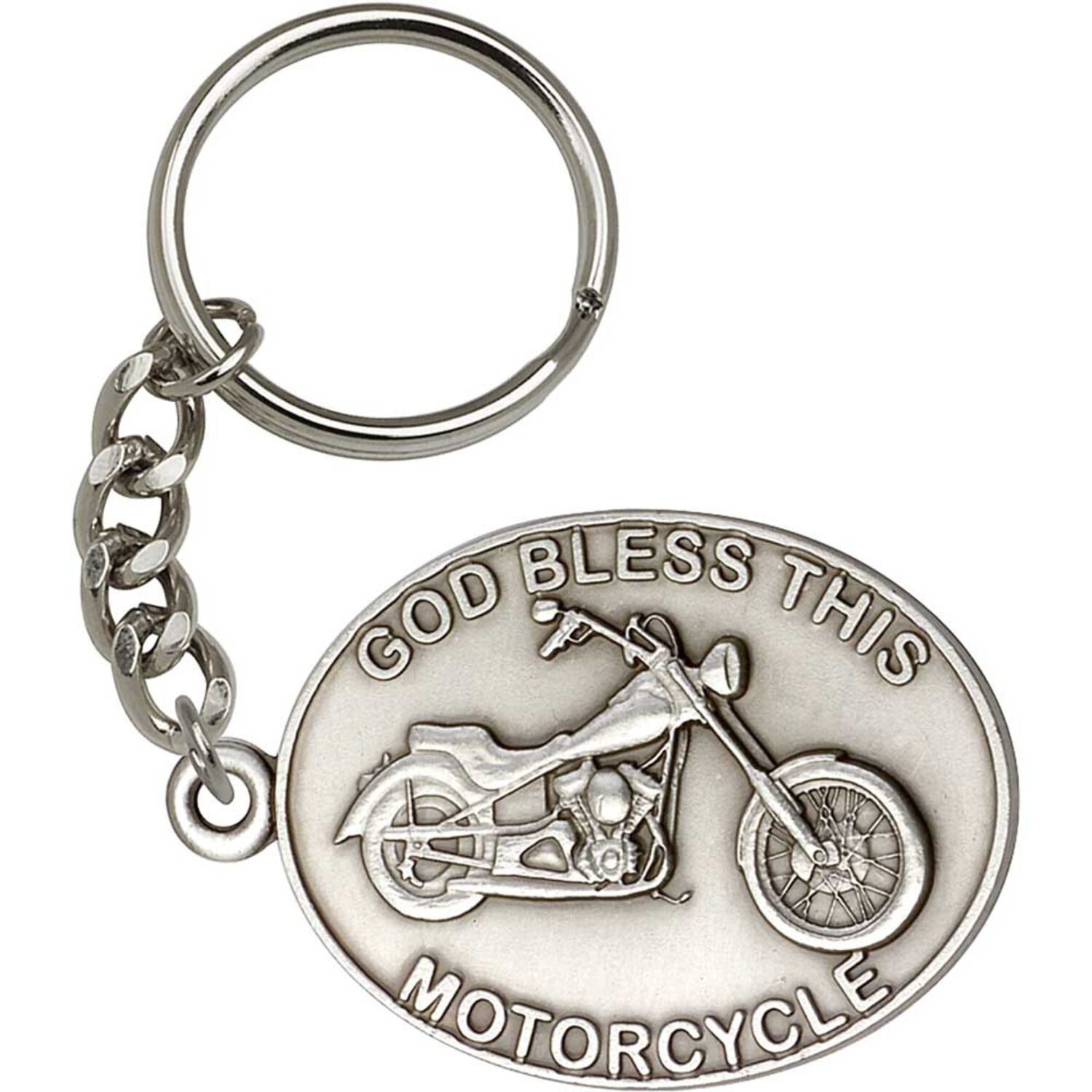 Antique Silver God Bless This Motorcycle Keychain - Walmart.com