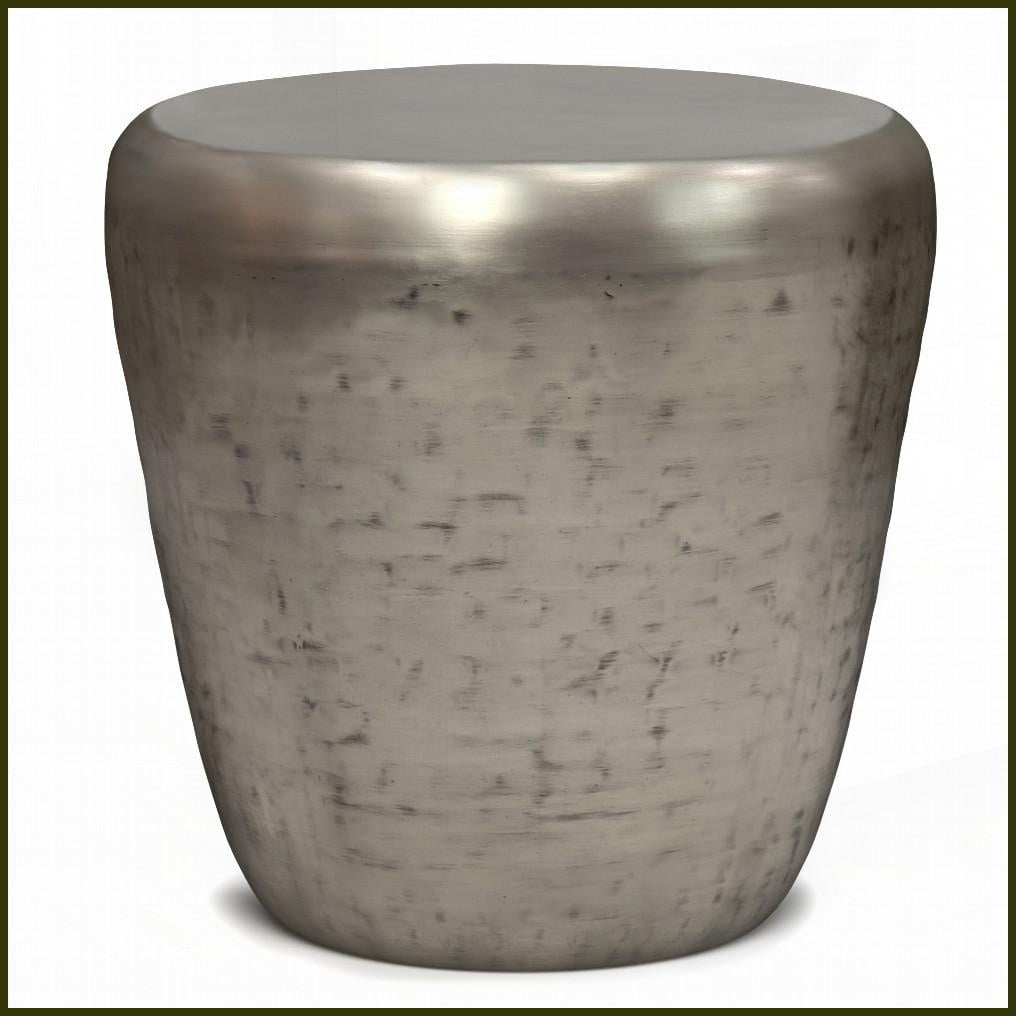 Antique Silver Metal Coffee Table - Fully Assembled Industrial Drum ...