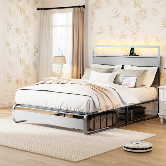 Antique Silver Queen Bed Frame with Simple Assembly - Build Your Bed ...