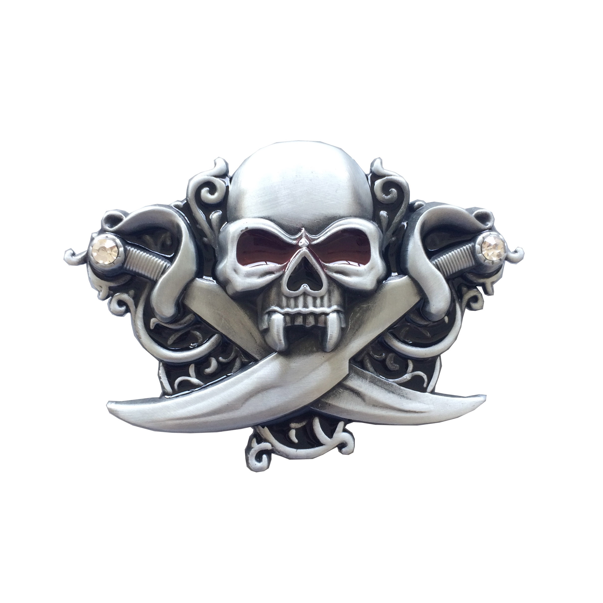 Antique Silver Skull Rhinestones Bling Belt Buckle - Walmart.com