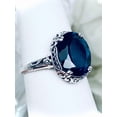 Antique Silver Vintage Filigree Ring With Deep Blue Gemstone, Elegant ...