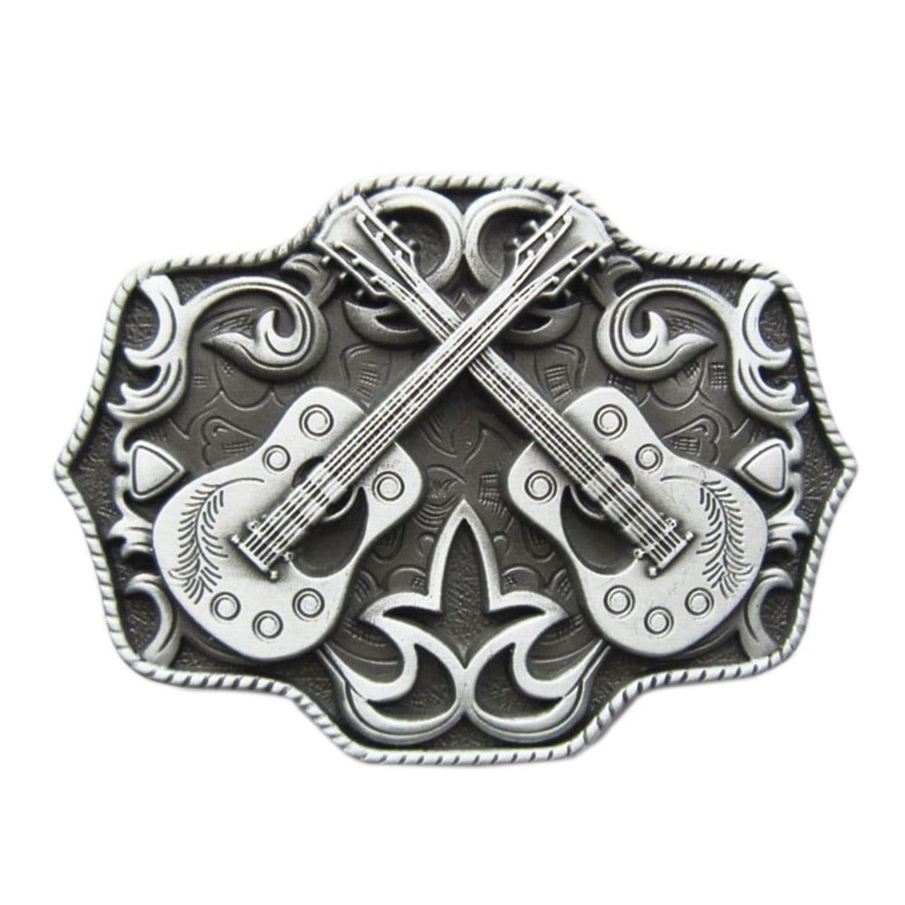 Antique Silver Western Country Cross Guitar Music Belt Buckle - Walmart.com