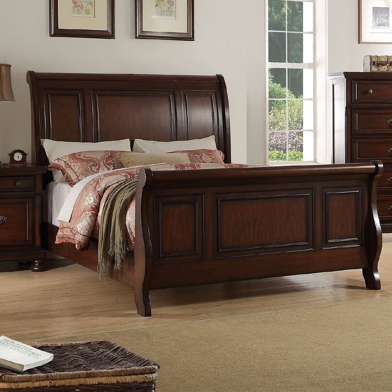 King size cherry sleigh bed store