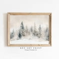 Antique Snowy Pine Tree Neutral Winter Scenery Poster, Unframed Size ...