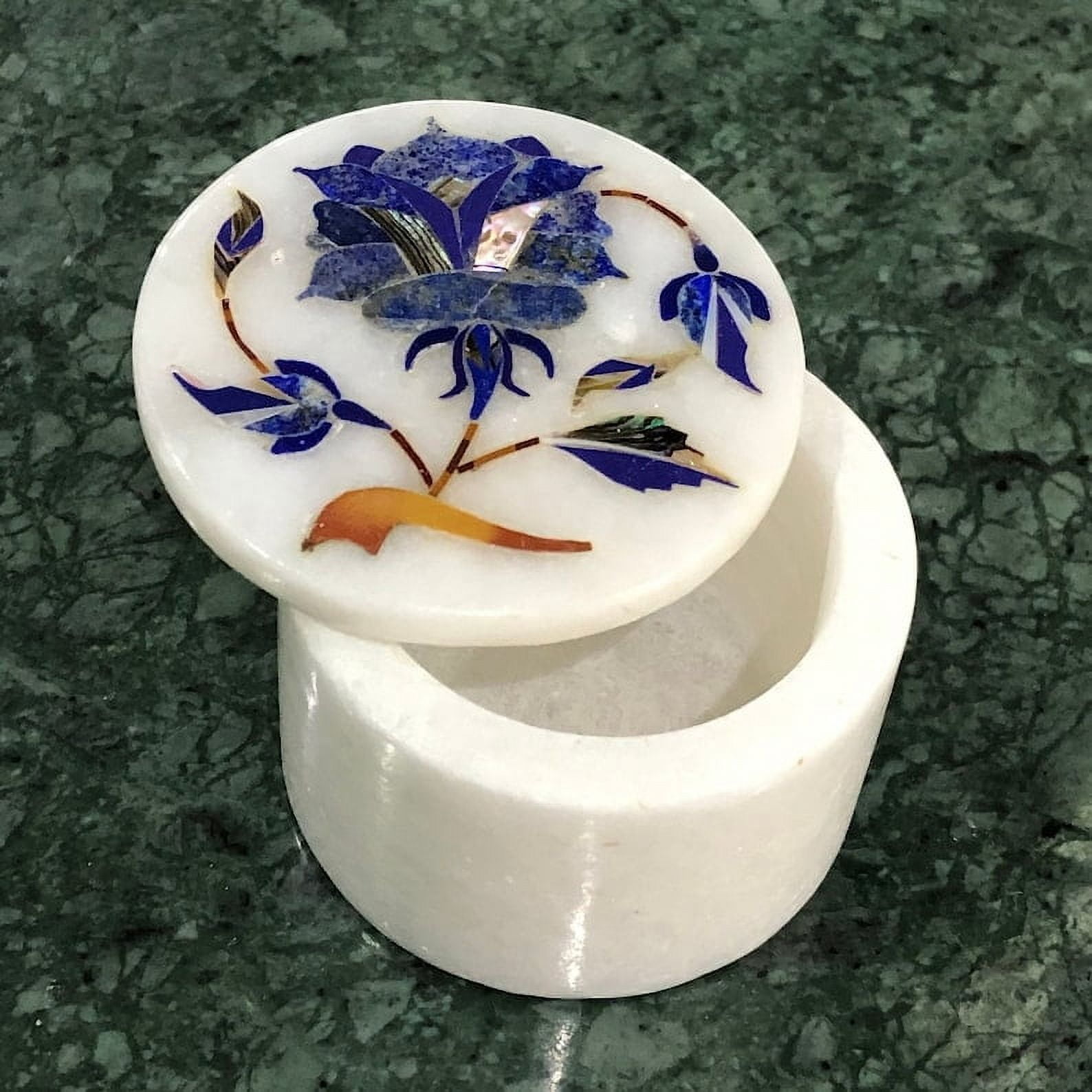 Antique Soapstone and MOP Inlay Trinket Box – Elegant Small Marble ...