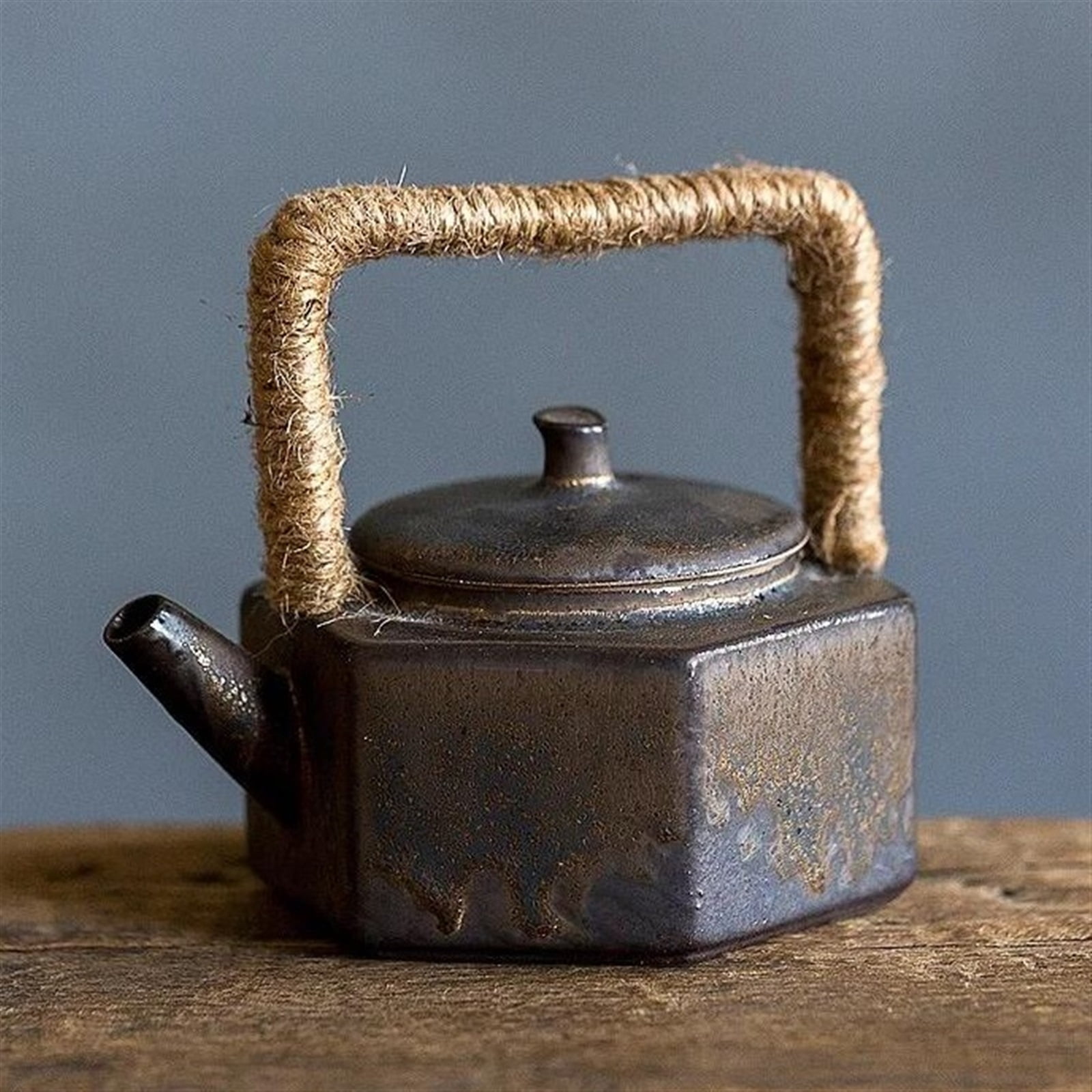 Antique Stoneware Loop Handled Teapot Old Ore Mud Porcelain Kung Fu Tea ...