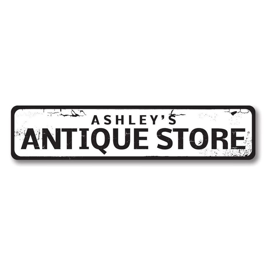 Antique Store Sign Shop Name Sign Antique Lover Metal Wall Decor Size ...
