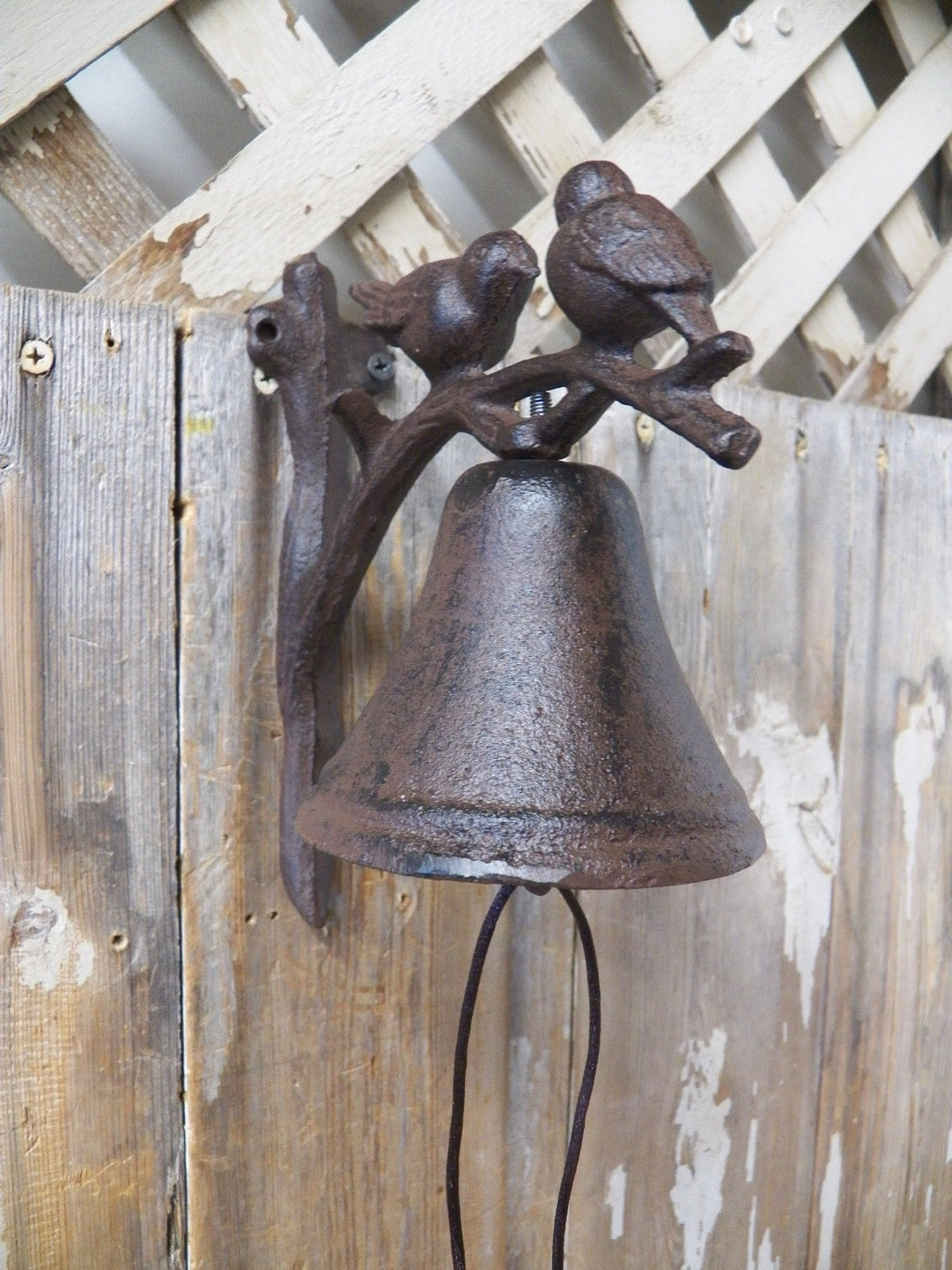 Antique-Style Cast Iron Chippy BIRDS on TWIGS BELL Dinner Windchime ...