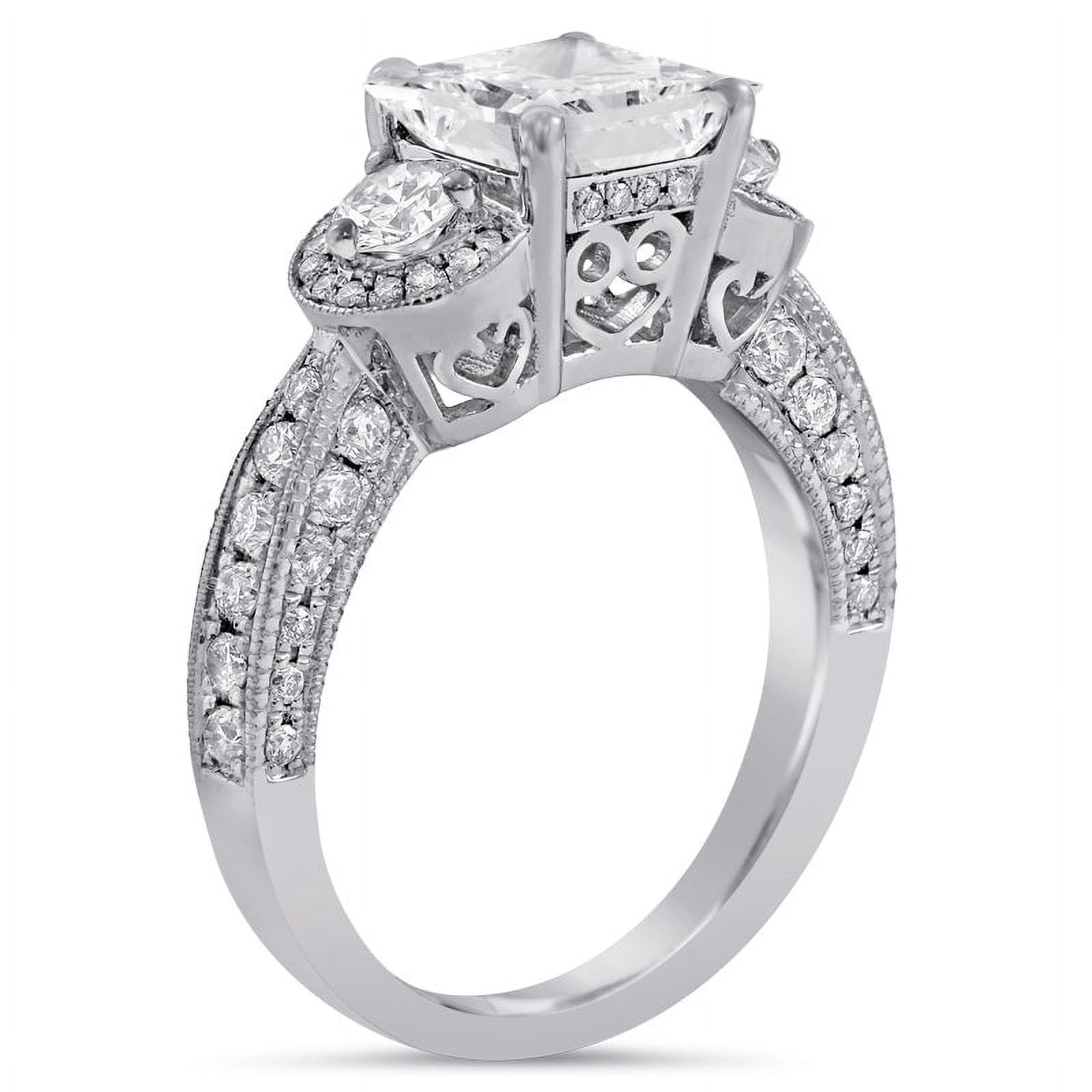 Antique Style Cushion Cut Three Stone Diamond Engagement Ring Halo C45 ...