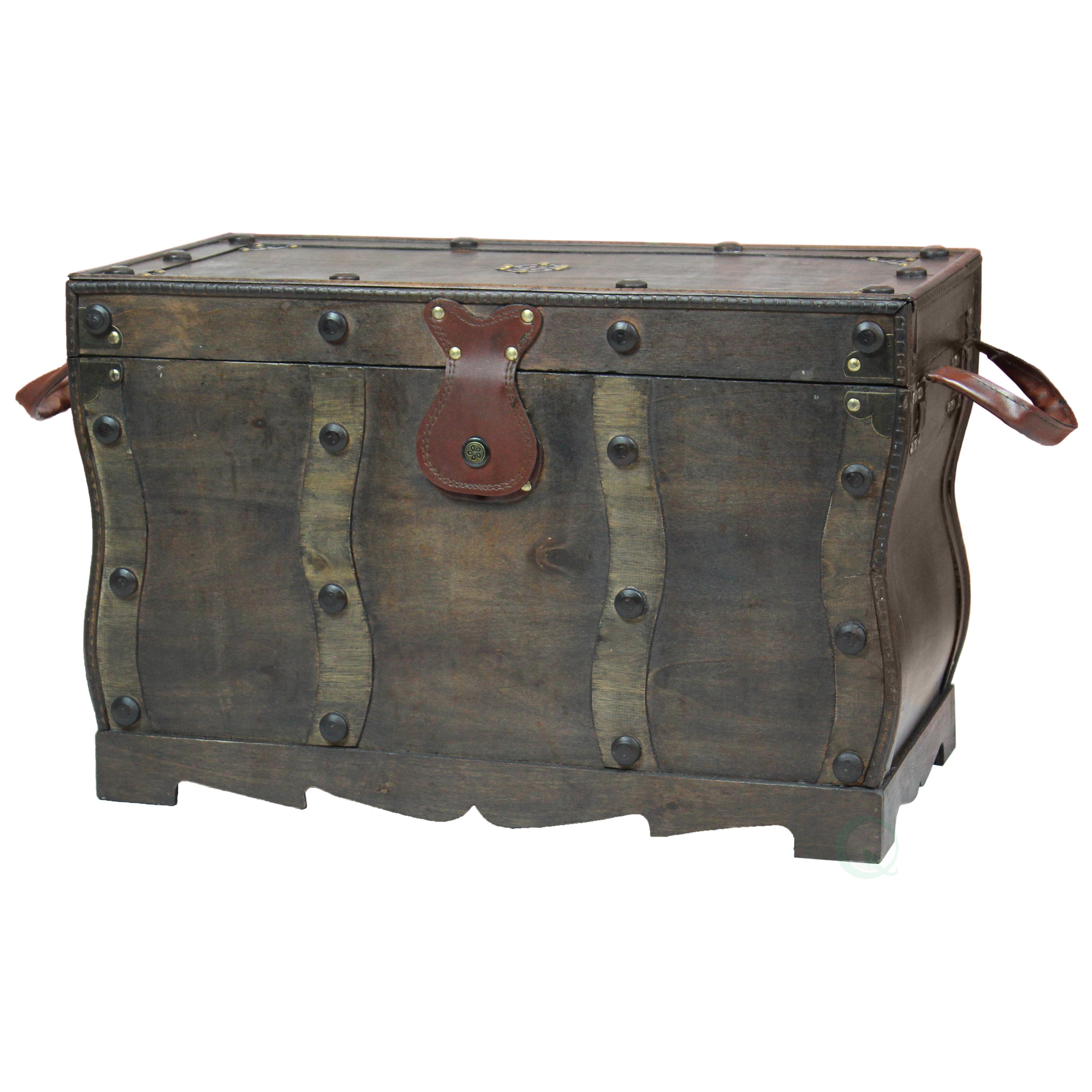 Antique Style Distressed Wooden Pirate Treasure Chest, Coffee Table ...
