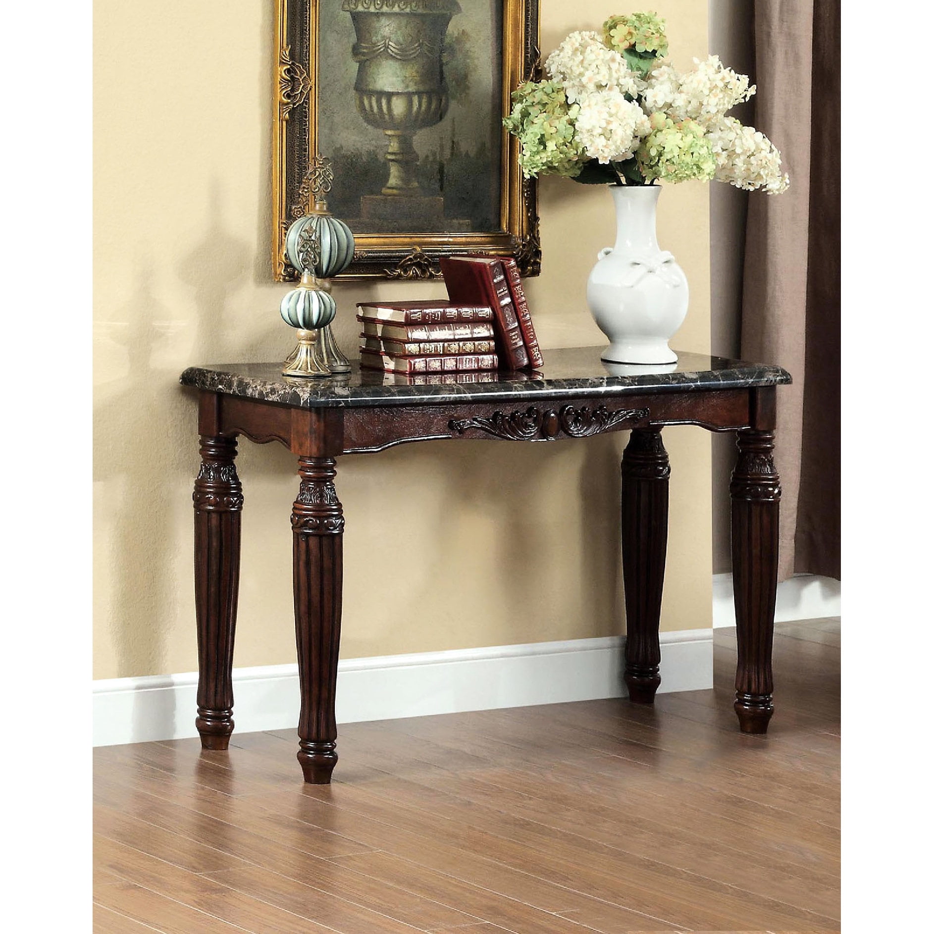 Antique-Style Espresso Sofa Table | Adds Charm to Living Area with ...