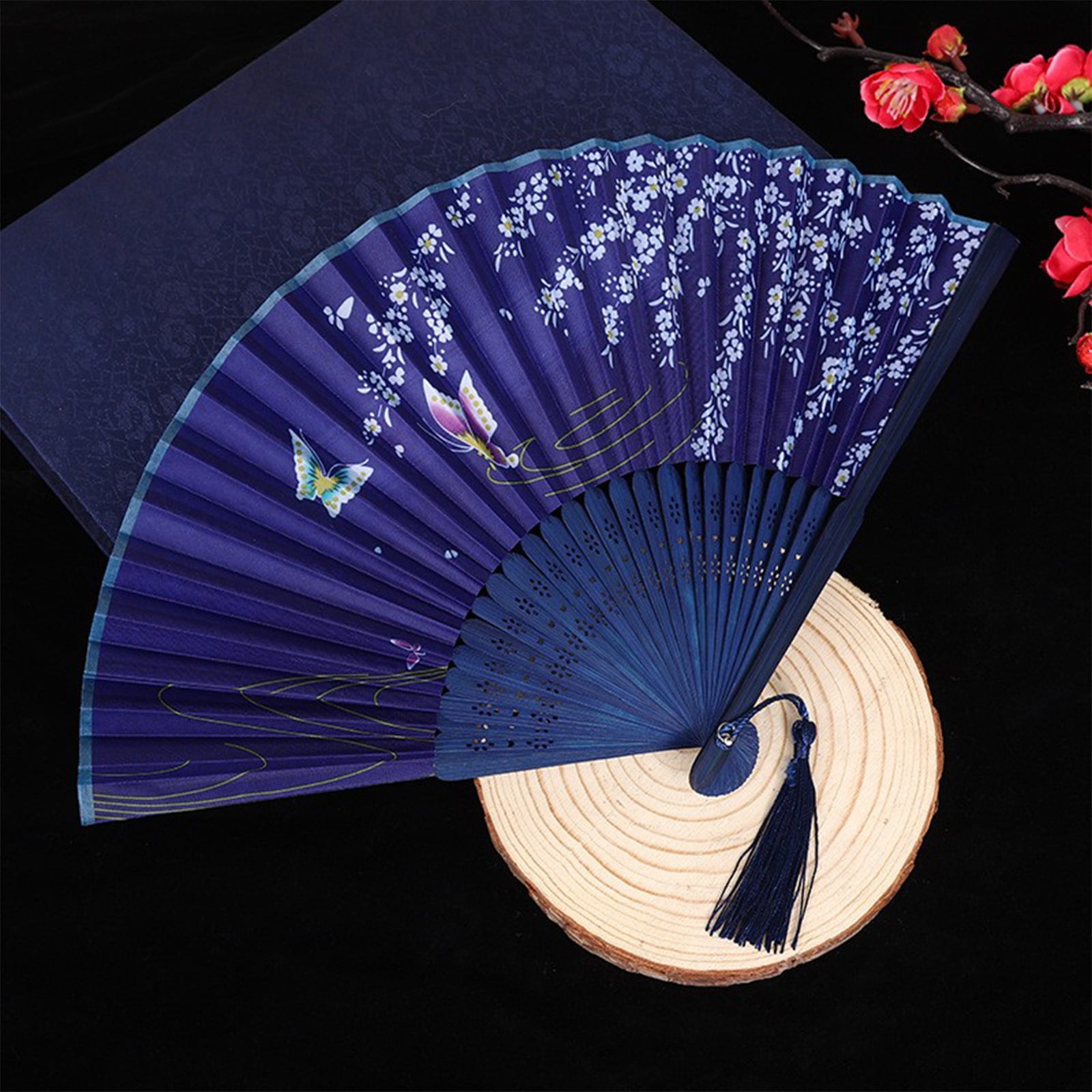 Antique Style Folding Fan with Tassel, Classic Handheld Paper Fan for ...
