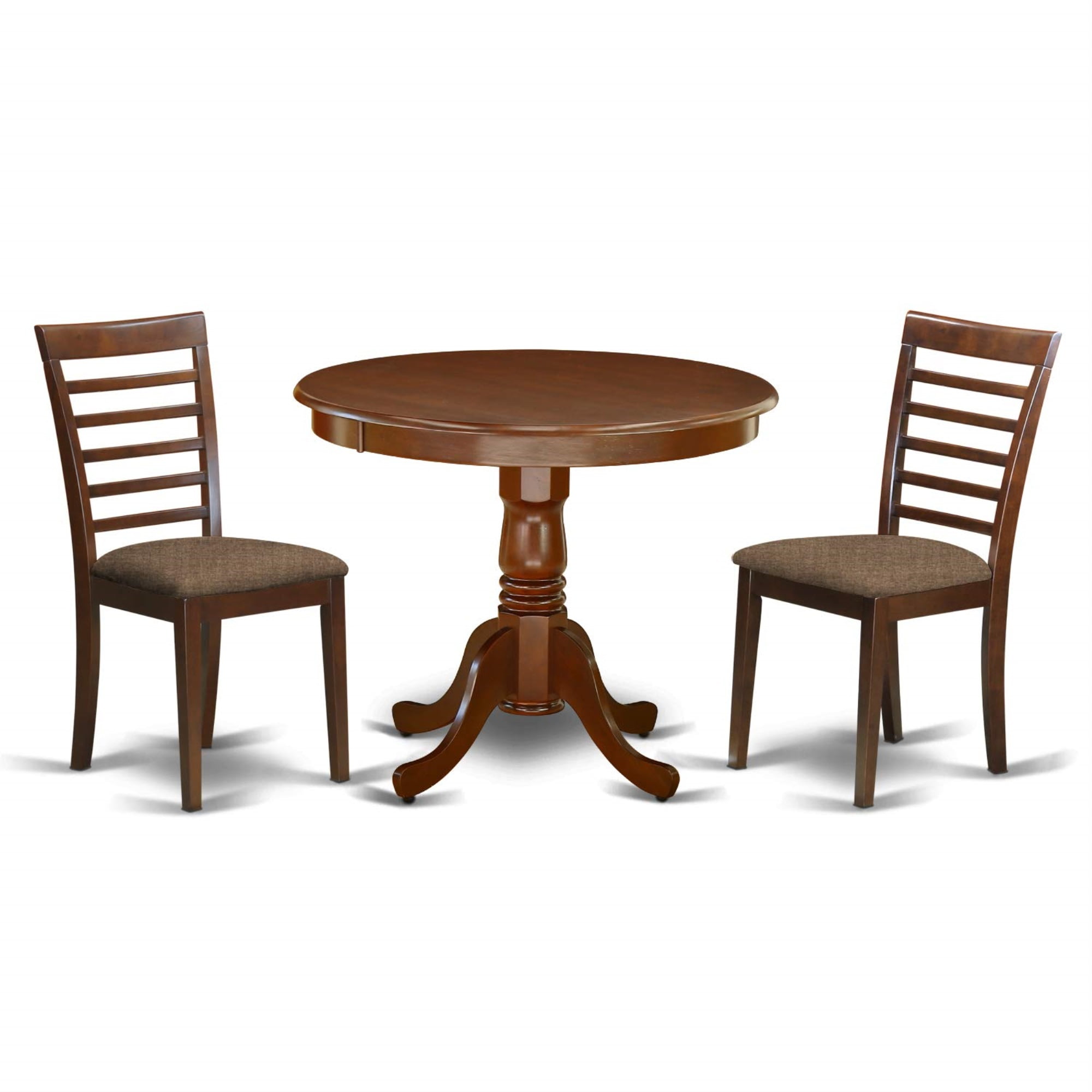 Antique Style Mahogany Dining Chairs with Microfiber Seats - Set of 2 ...