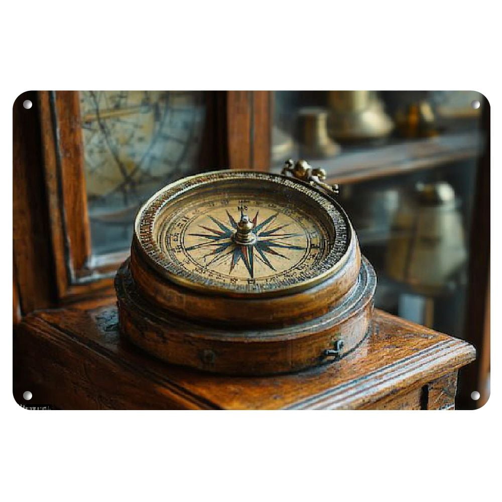 Antique-Style Nautical Compass Wall Decoration - a Single Aluminum ...