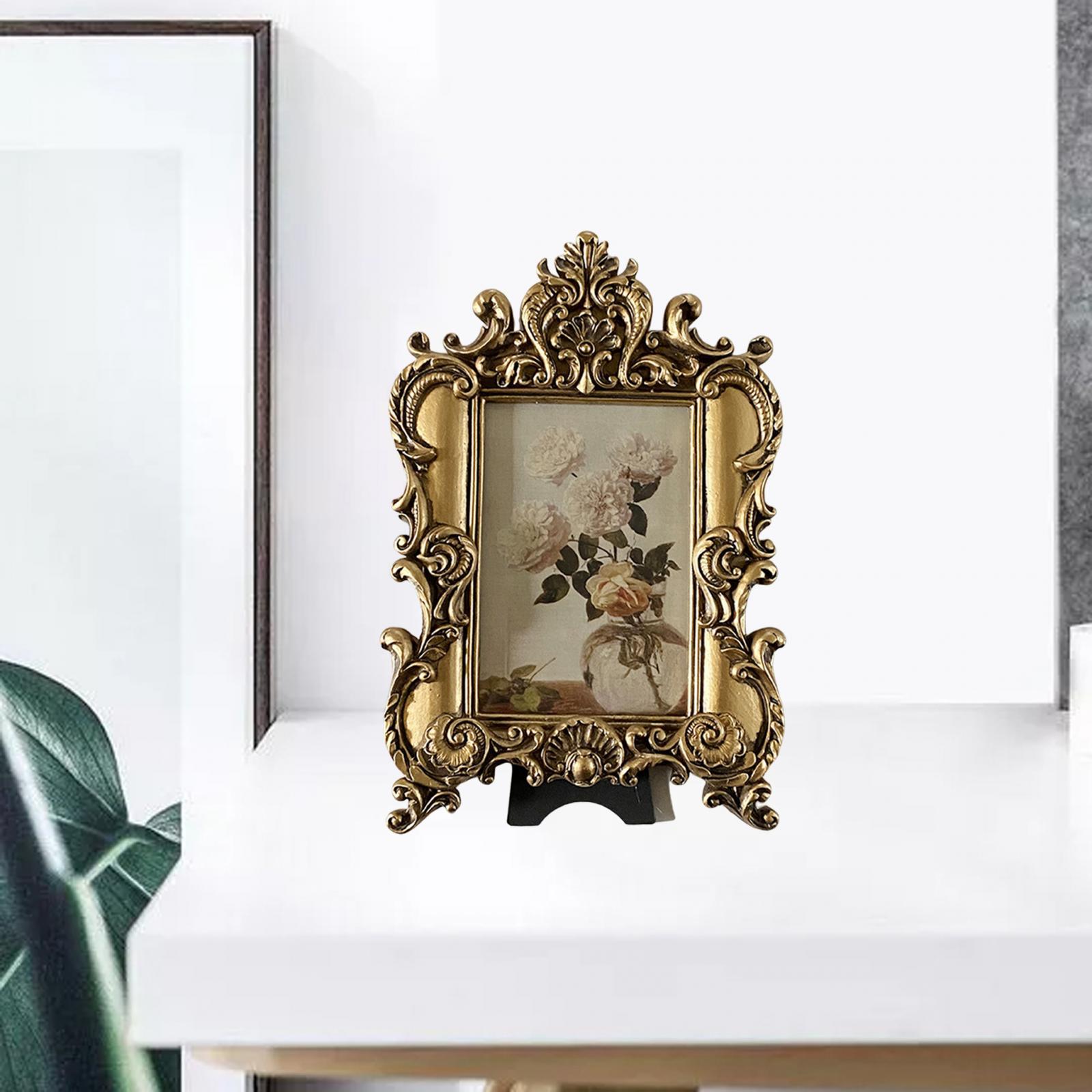 Antique Style Photo Frame Embossed Frame Display Holder Stand Tabletop ...