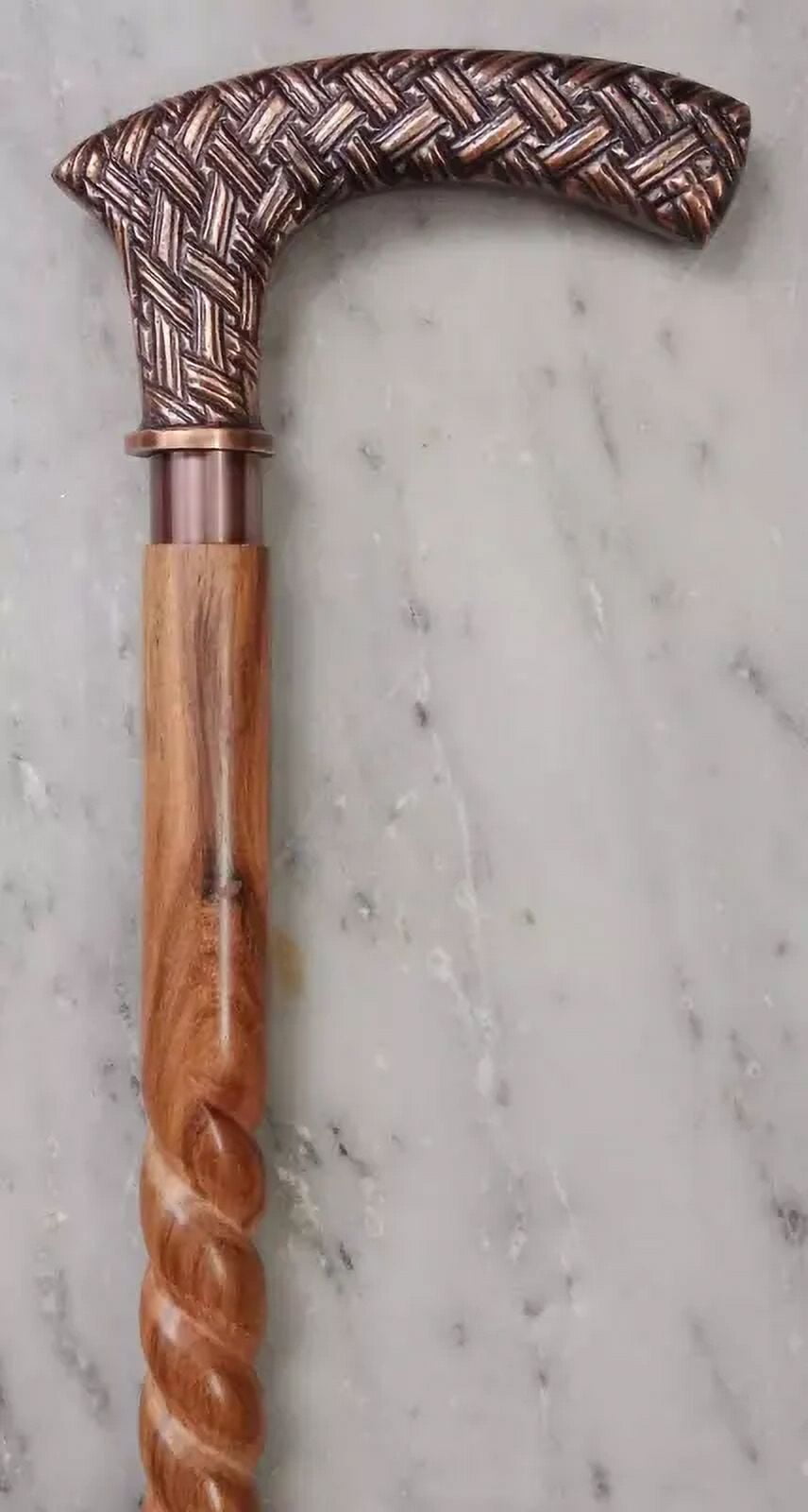 Antique Style Victorian Brass Handle Cane Wooden Walking Stick Vintage ...