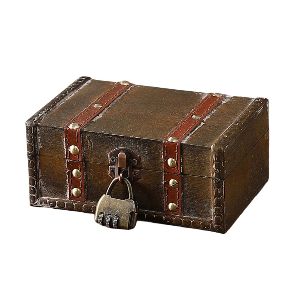 Antique Style Wooden Locking Chest Secure Decorative Organizers Homes ...
