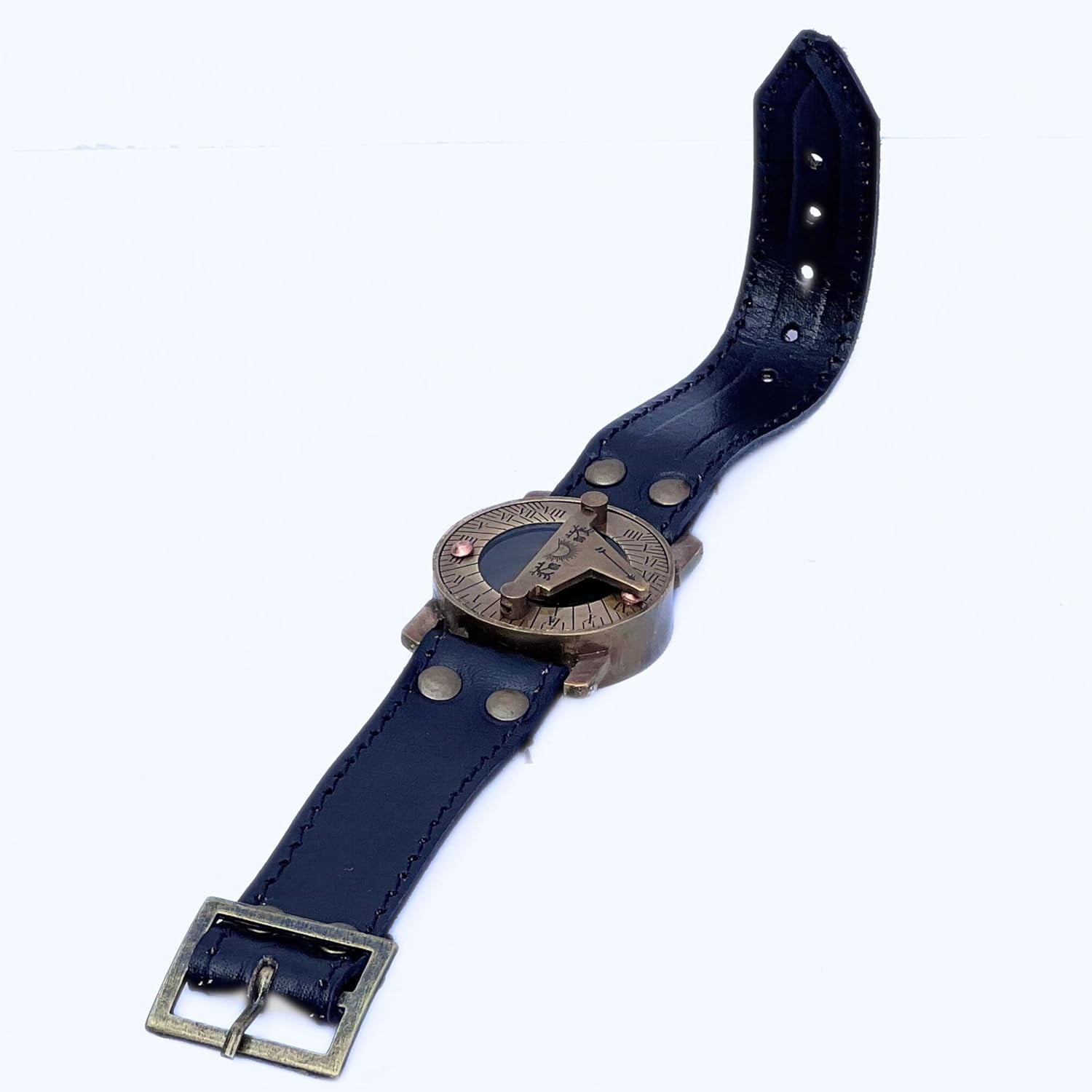 Antique Sundial Compass with Black Leather Band Compass Nautical Camp ...