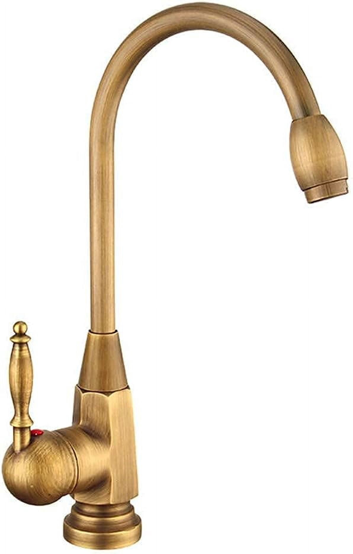 Antique Swivel Kitchen Faucet Gold Copper Single Handle 1 Hole Brushed ...