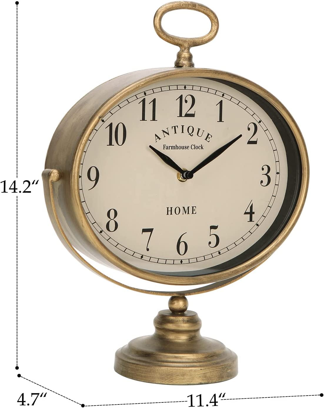 Antique Table Clock, Gold Retro Desk Clock with Silent Battery Operated ...