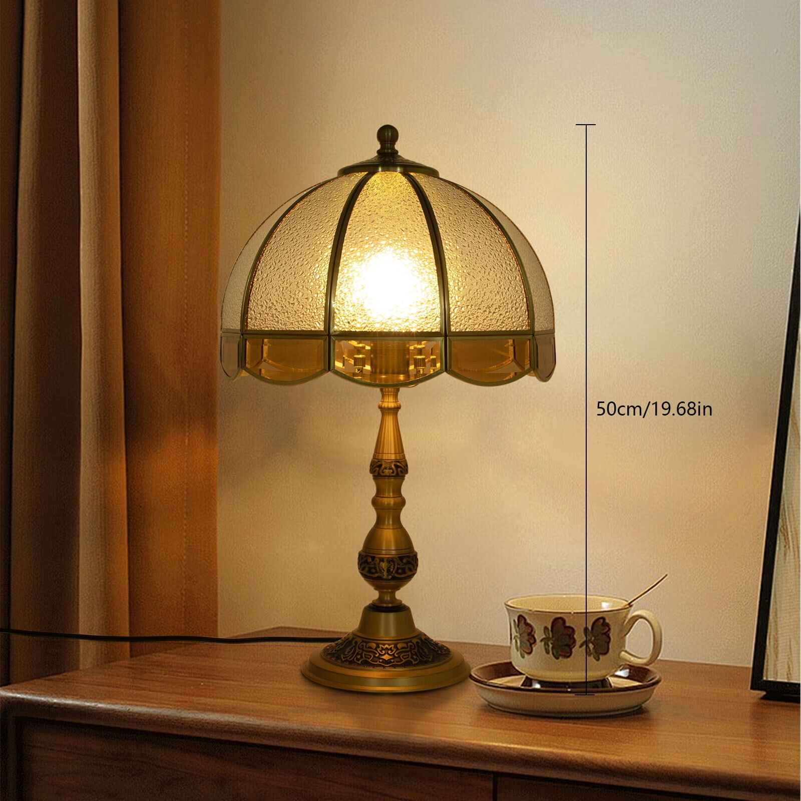 Antique Table Lamp, Table Desk Reading Light, Glass Lampshade Tabletop ...