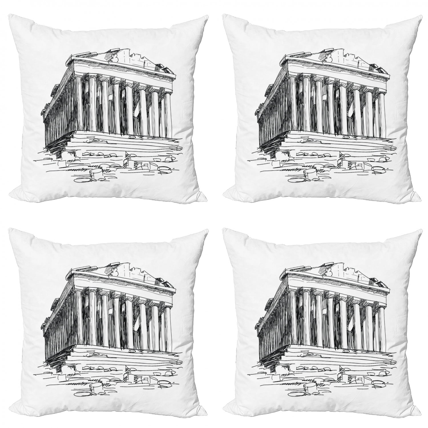 Ambesonne Antique Throw Pillow Cover 4 Pack, Greek Pantheon Sketch, 16 ...