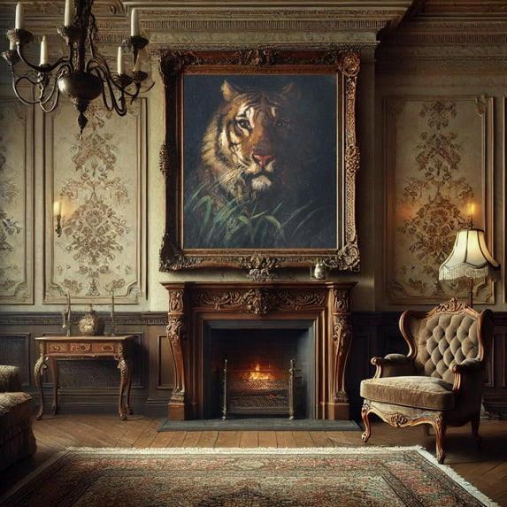 Antique Tiger Portrait Vintage Wildlife Art Poster Home Decor, 16x24 ...