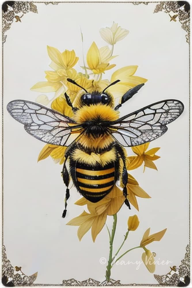 Antique Tin Sign Bee Wall Decor, Bee Themed Decor, Bees Decorations For ...