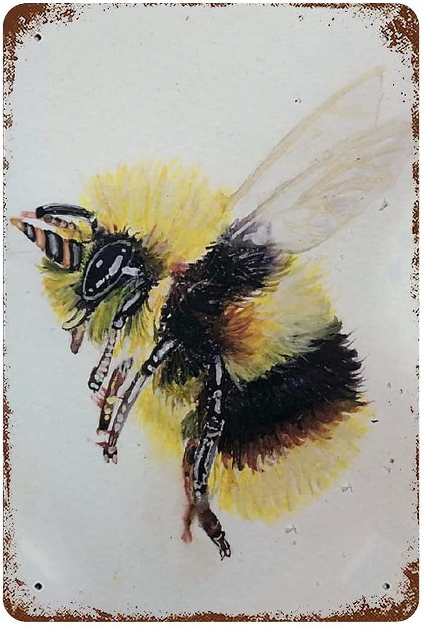 Antique Tin Sign Bumblebee Print Cute Bee Wall Decoration Bee Art ...