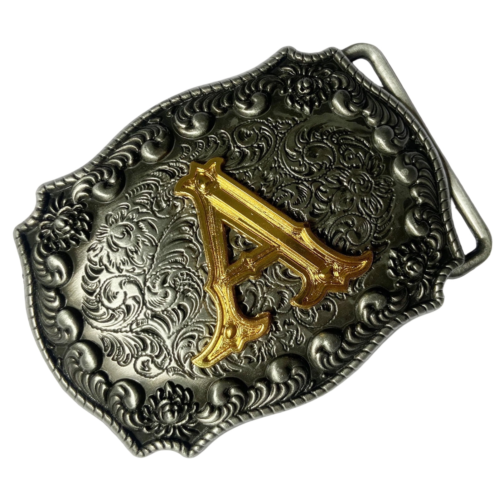 Antique Tone Letter Belt Buckle With Western Scroll Engraving in Alloy ...