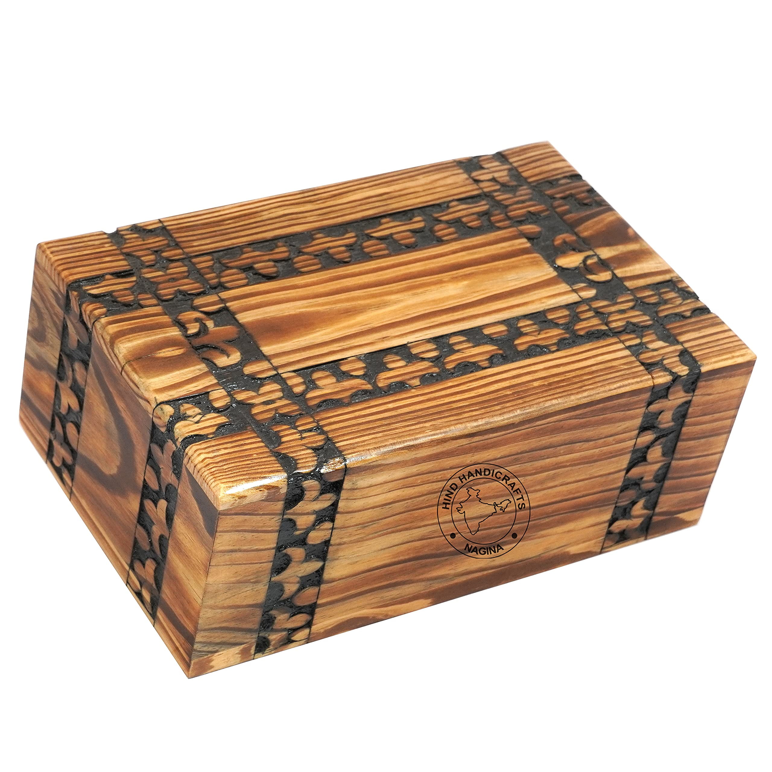 Antique Torched Wooden Box Funeral Cremation Urns for Human Ashes Adult ...