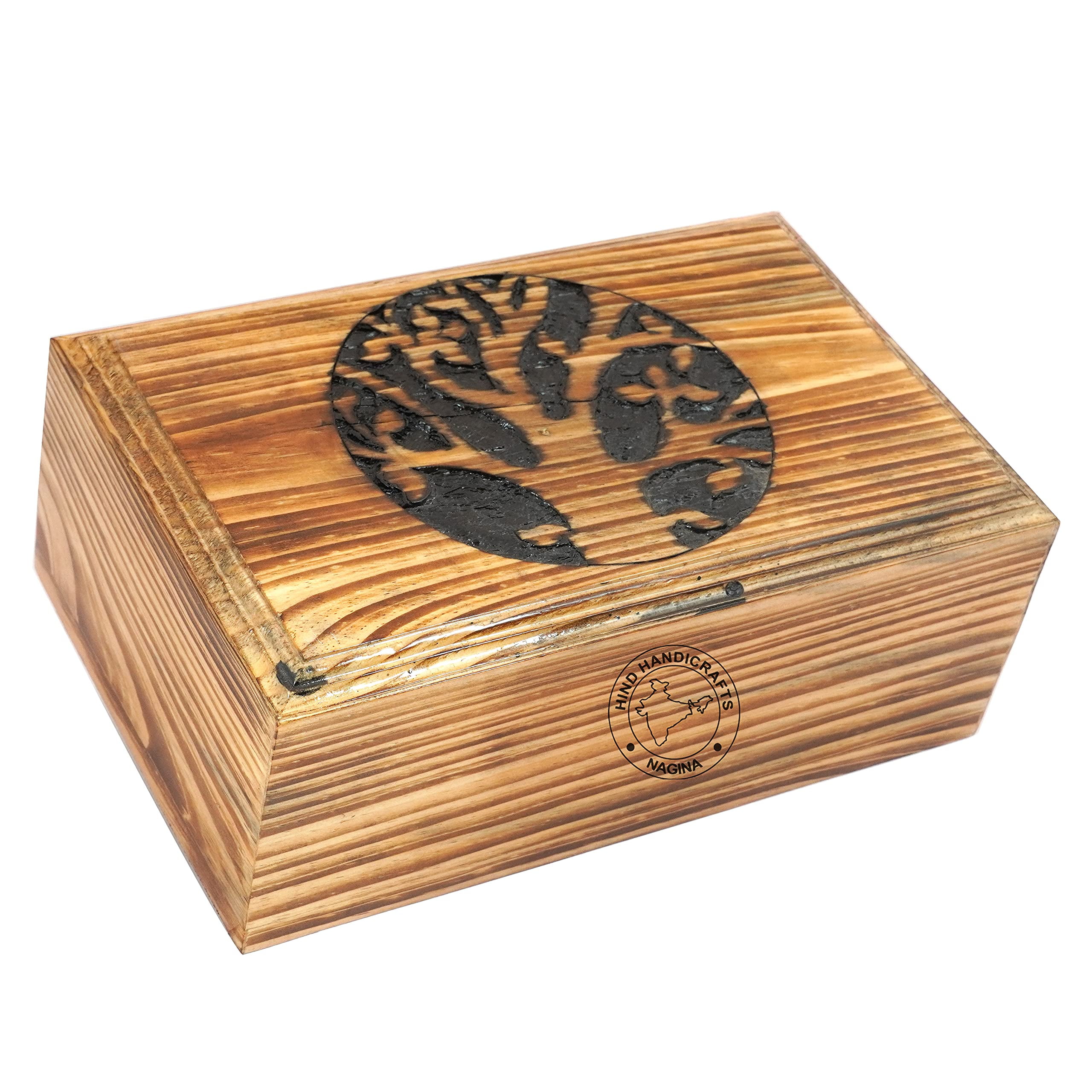 Antique Torched Wooden Box Funeral Cremation Urns for Human Ashes Adult ...