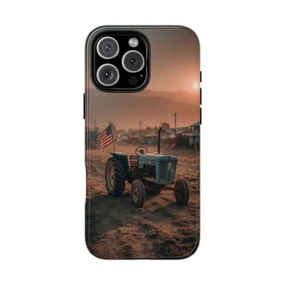Antique Tractor USA Flag Art Phone Case for iPhone Case 17 to 11 Pro ...
