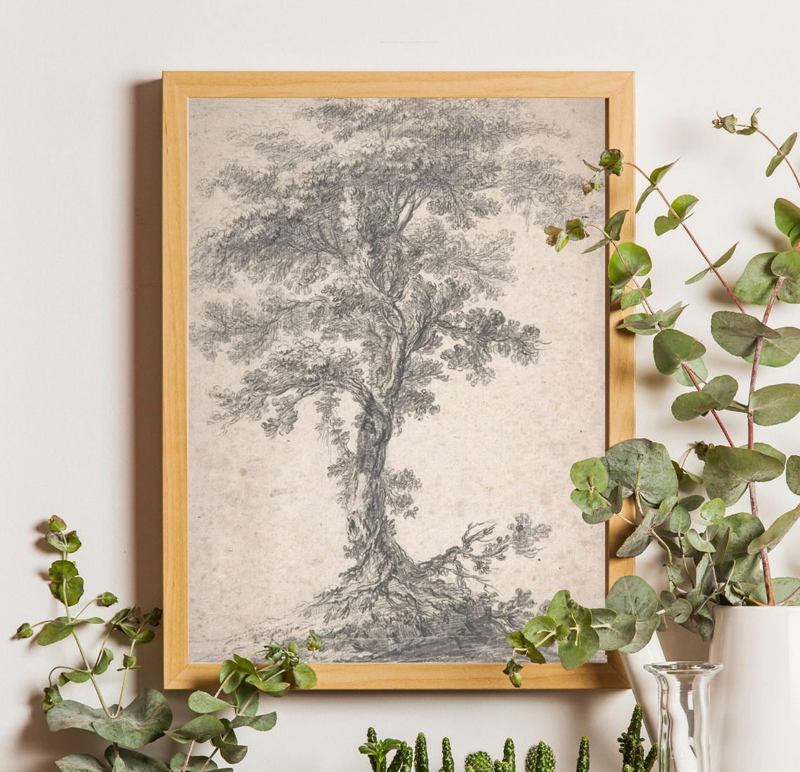 Antique Tree Drawing Poster: Vintage Farmhouse Wall Art, Unframed ...