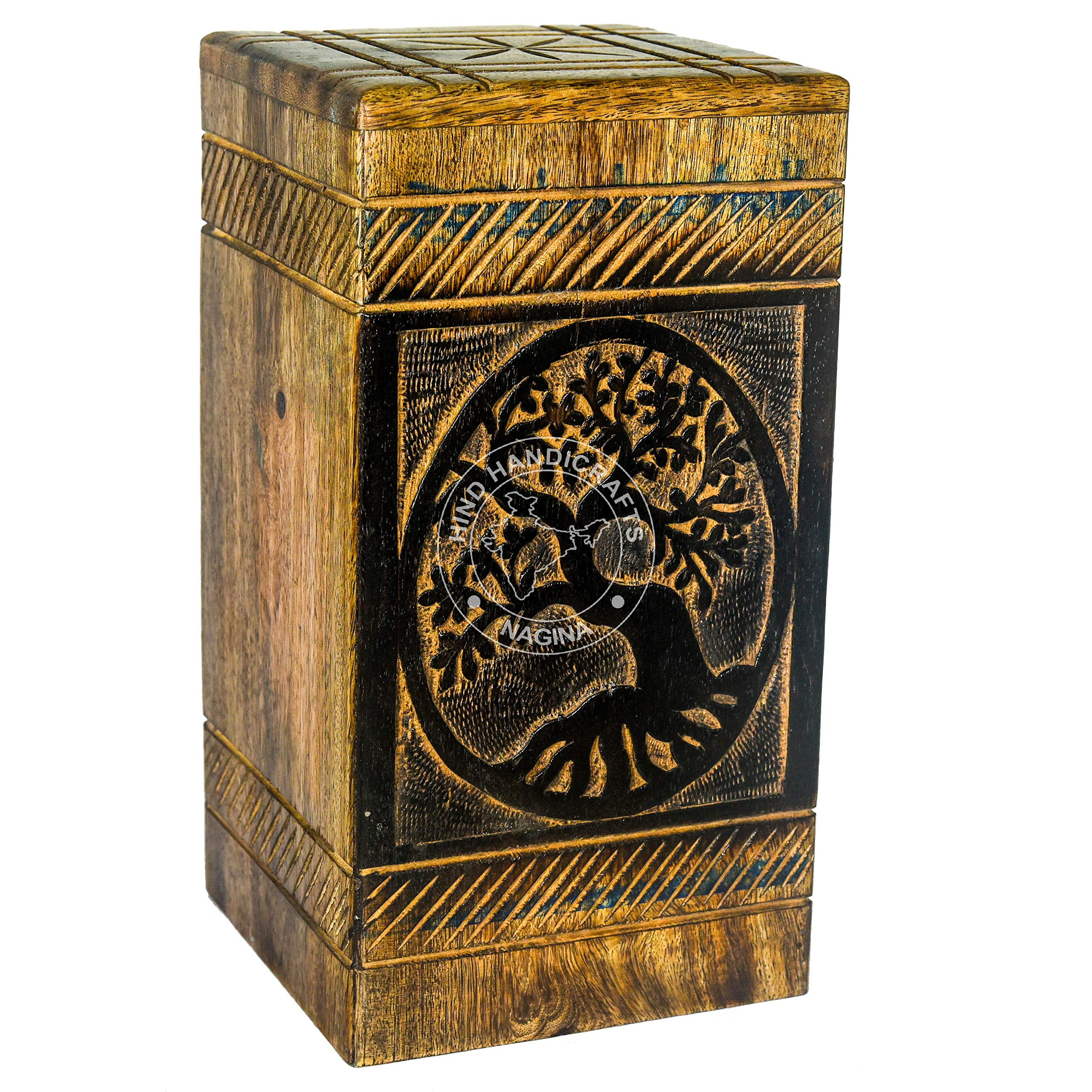 Antique Tree of Life Wooden Urns for Human Ashes Adult Large - Rosewood ...