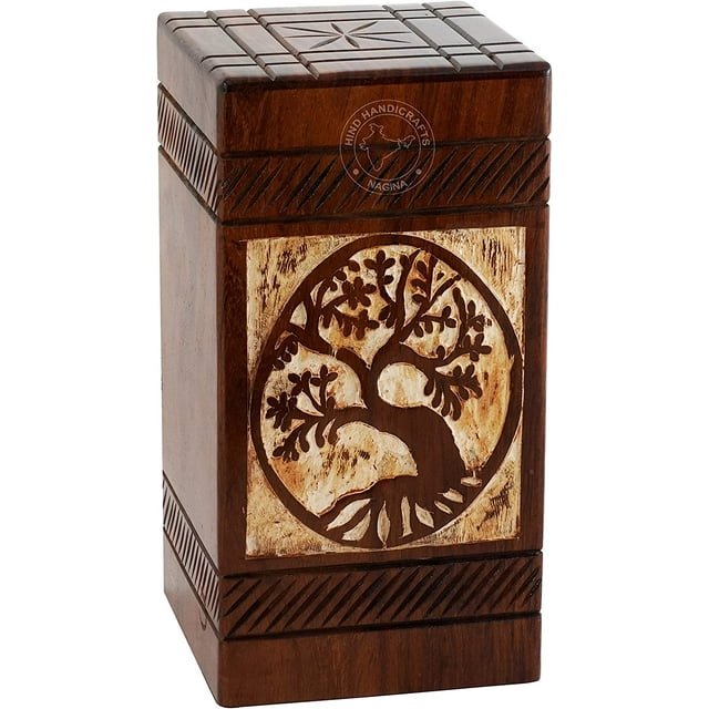 Antique Tree of Life Wooden Urns for Human Ashes Adult Large - Rosewood ...