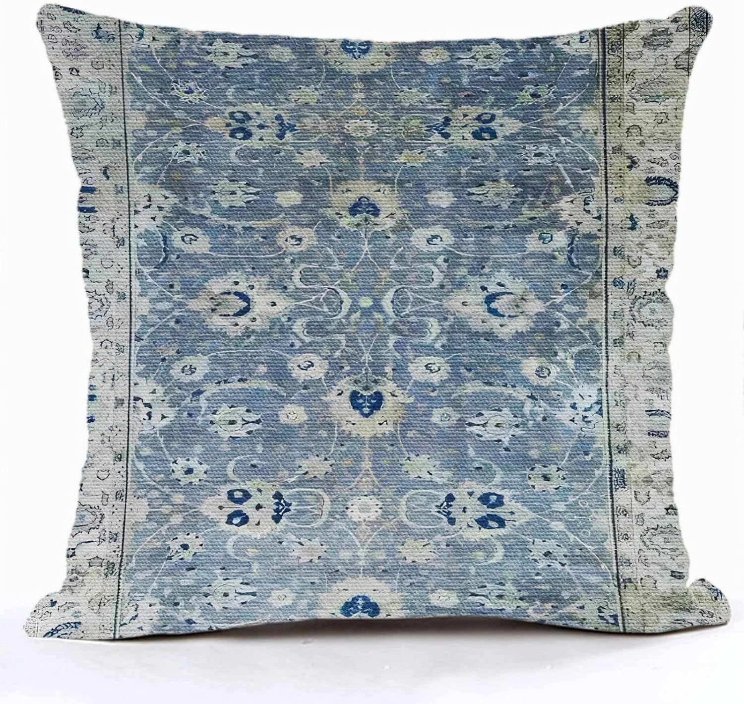 Antique Turkish Hereke Rug Print Boho Throw Pillow Cover Linen ...