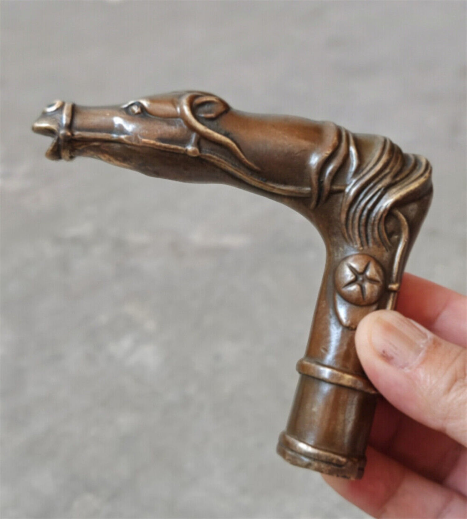 Antique Victorian Zodiac Big Bronze Animal Beast Head Cane Handle ...