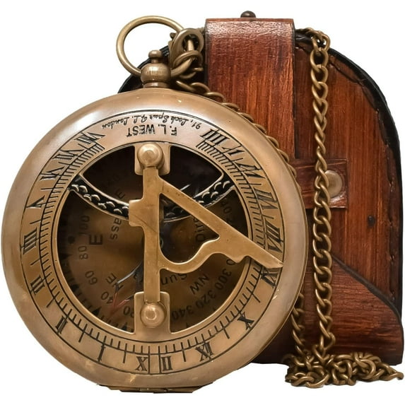 Antique Vinta Sundial Compass - Unique Gift for Men, Handcrafted Brass ...