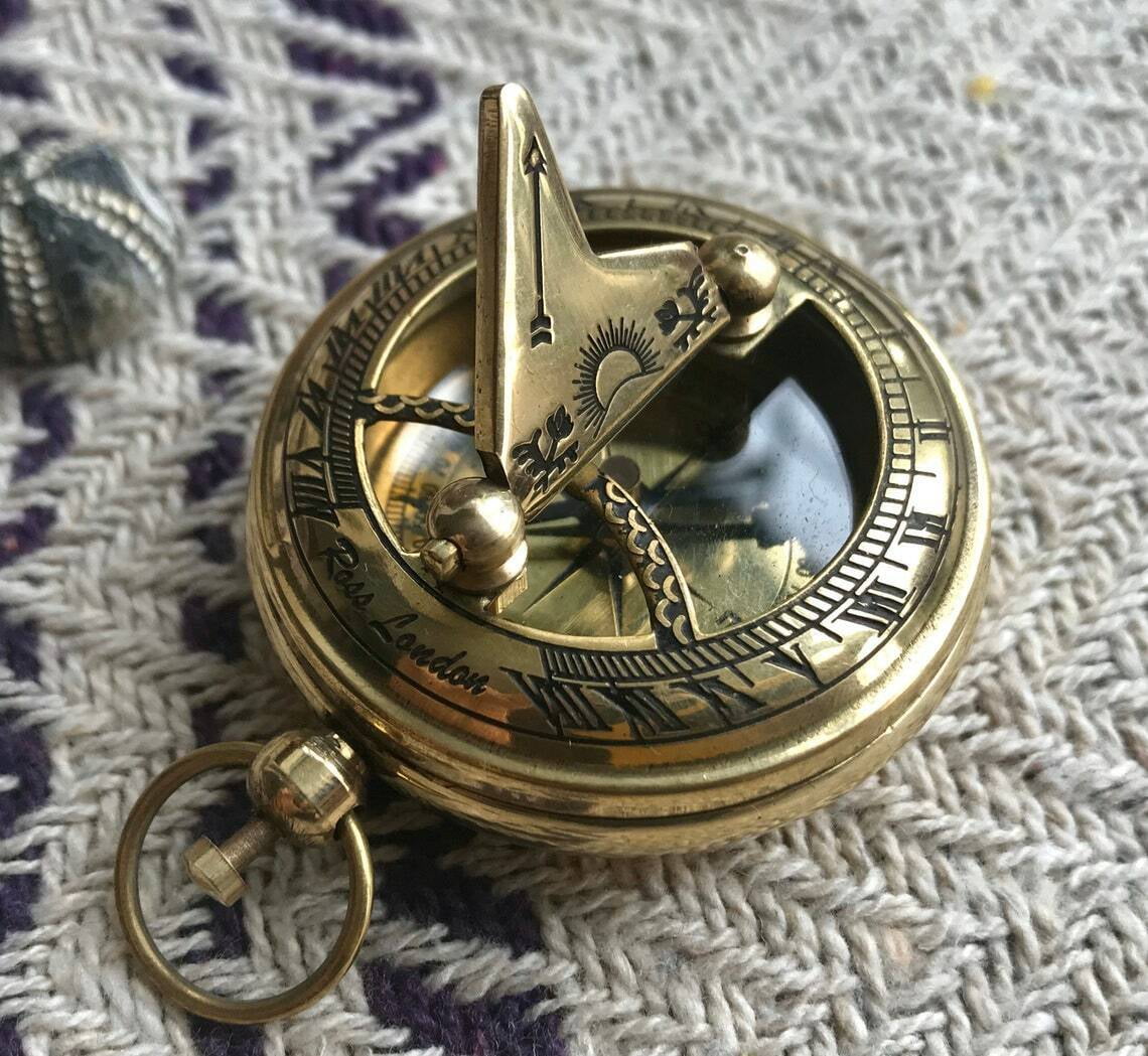 Antique Vintage Brass Pocket Compass Brass Nautical Compass Marine ...