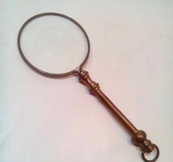 Antique Vintage Handheld Brass Magnifier Lens Nautical Map Coin Reader ...