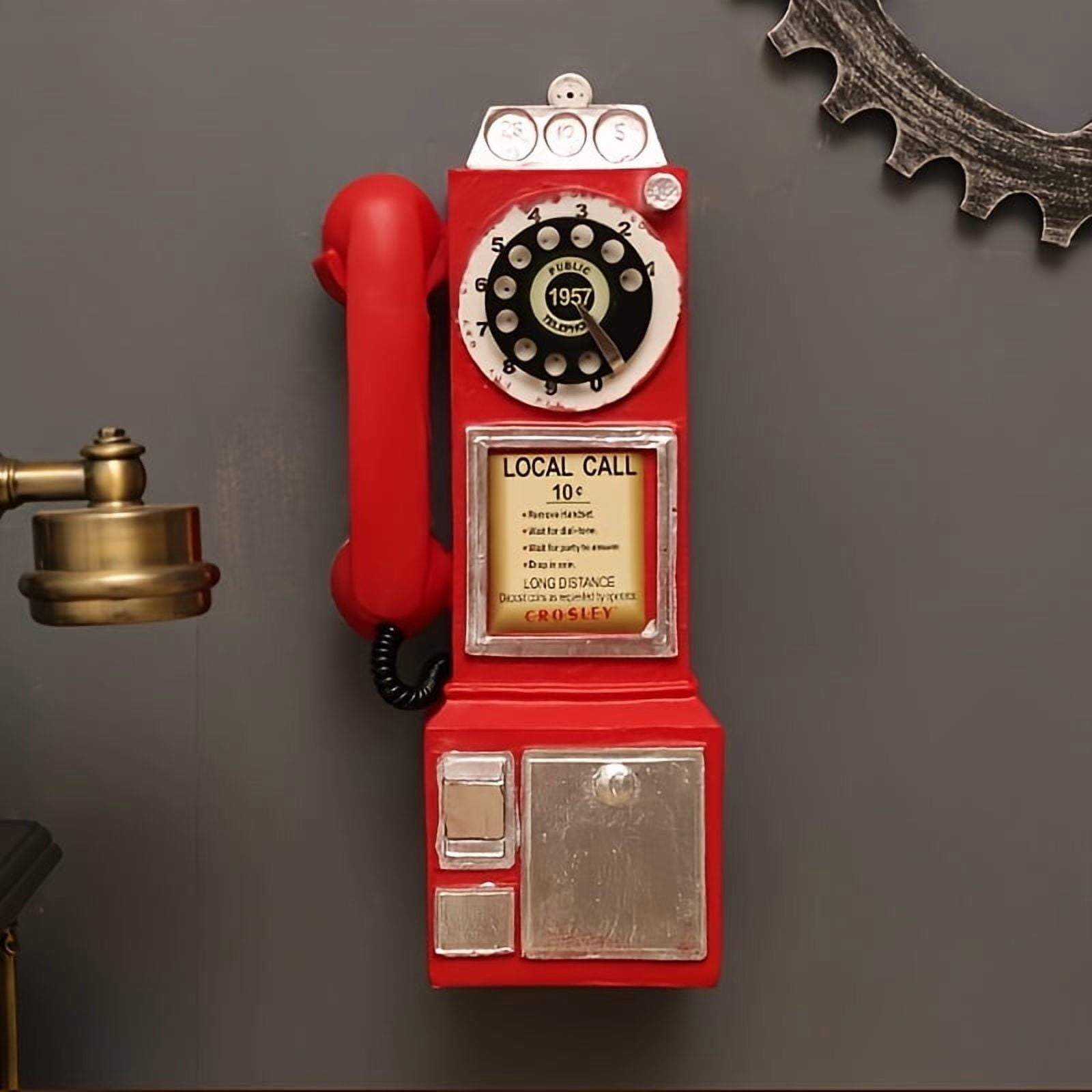 Antique Vintage Resin Telephone Wall Decor - Classic Black with Golden ...