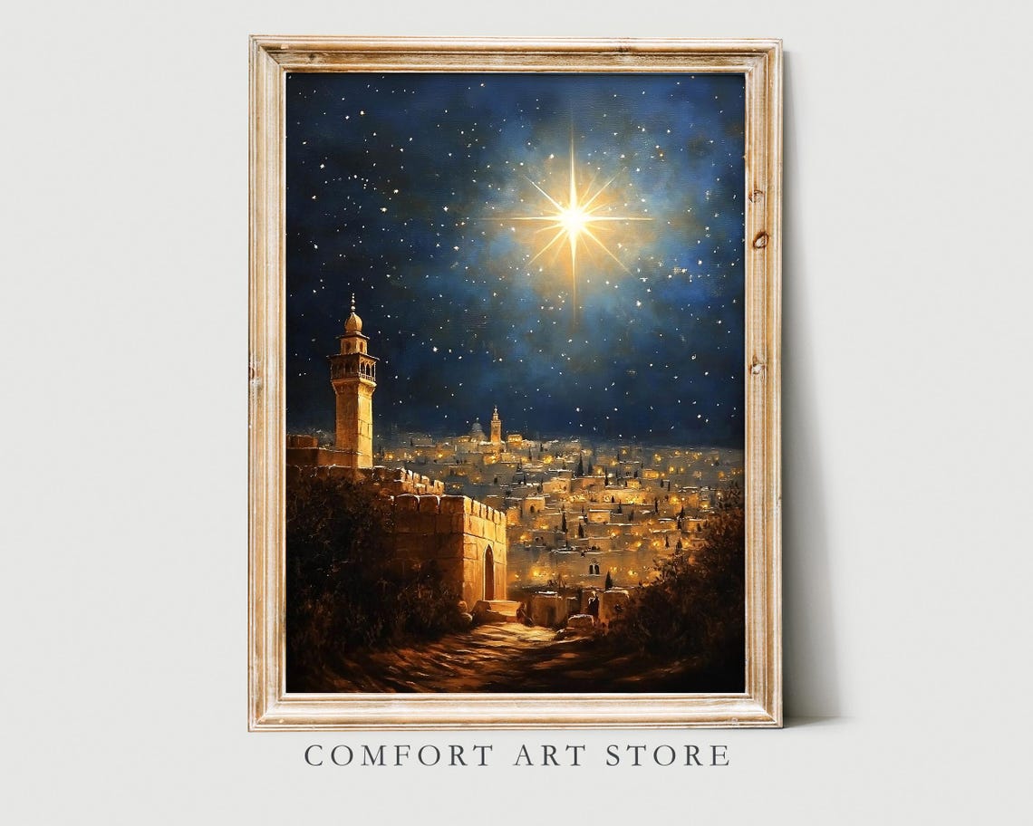 Antique Vintage Star of Bethlehem Print Christian Nativity Scene ...