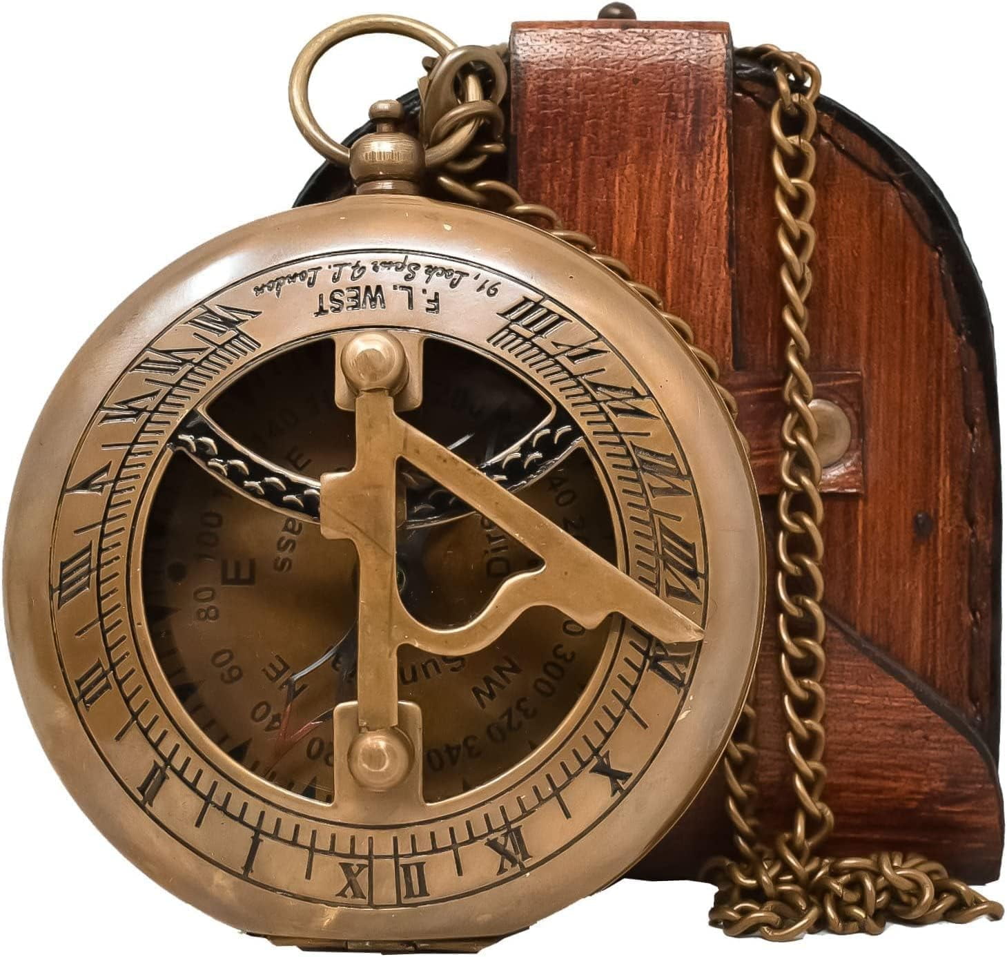 Antique Vintage Sundial Compass - Unique Gift for Men, Brass Pocket Sun ...