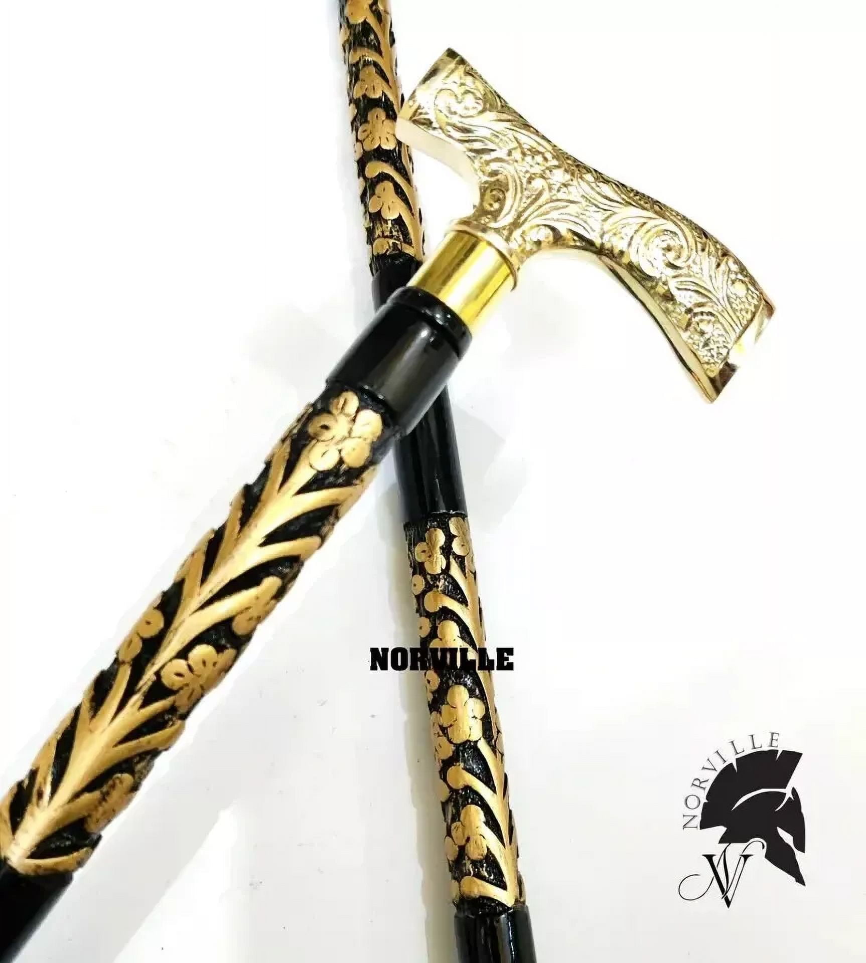 Antique Walking Stick Cane Handmade Carved Wooden Victorian Handle ...