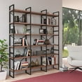 Antique Walnut Color 6-Tiers Industrial Style Bookcase - Walmart.com