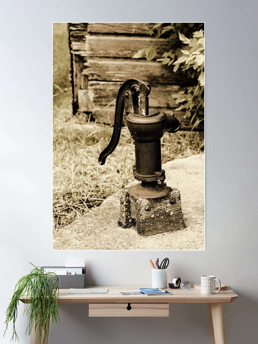Antique Water Pump On A Concrete Cistern Poster Wall Art, Modern Wall ...